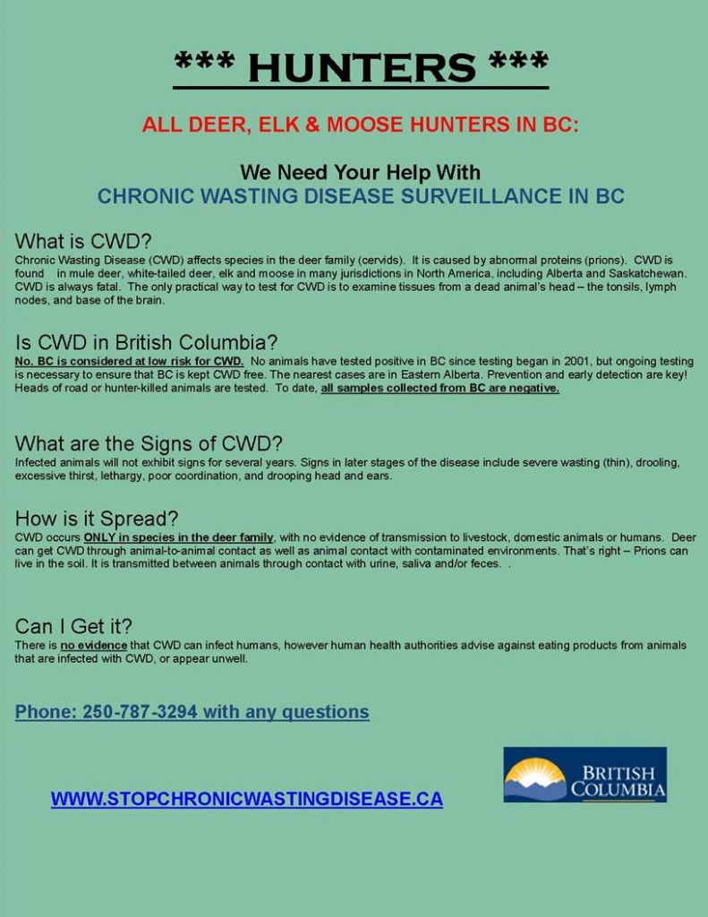 BC Chronic Wasting Disease Surveillance Program – North Peace Rod and ...